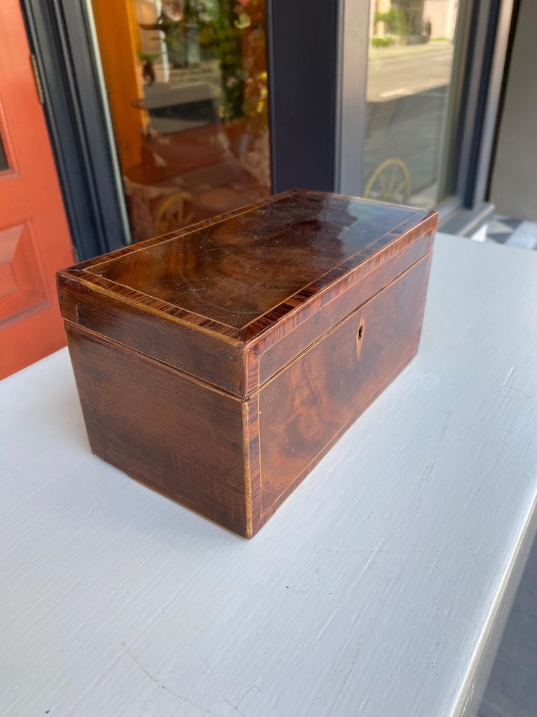 Mahogany Inlaid 19th Century Tea Caddy For Sale at 1stDibs