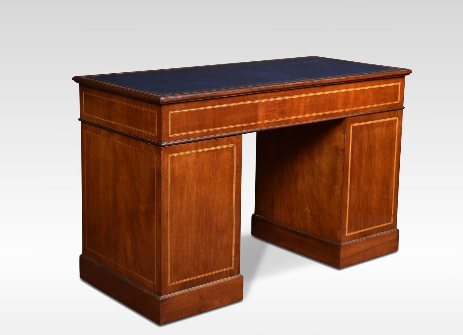 Mahogany Inlaid Pedestal Desk at 1stDibs