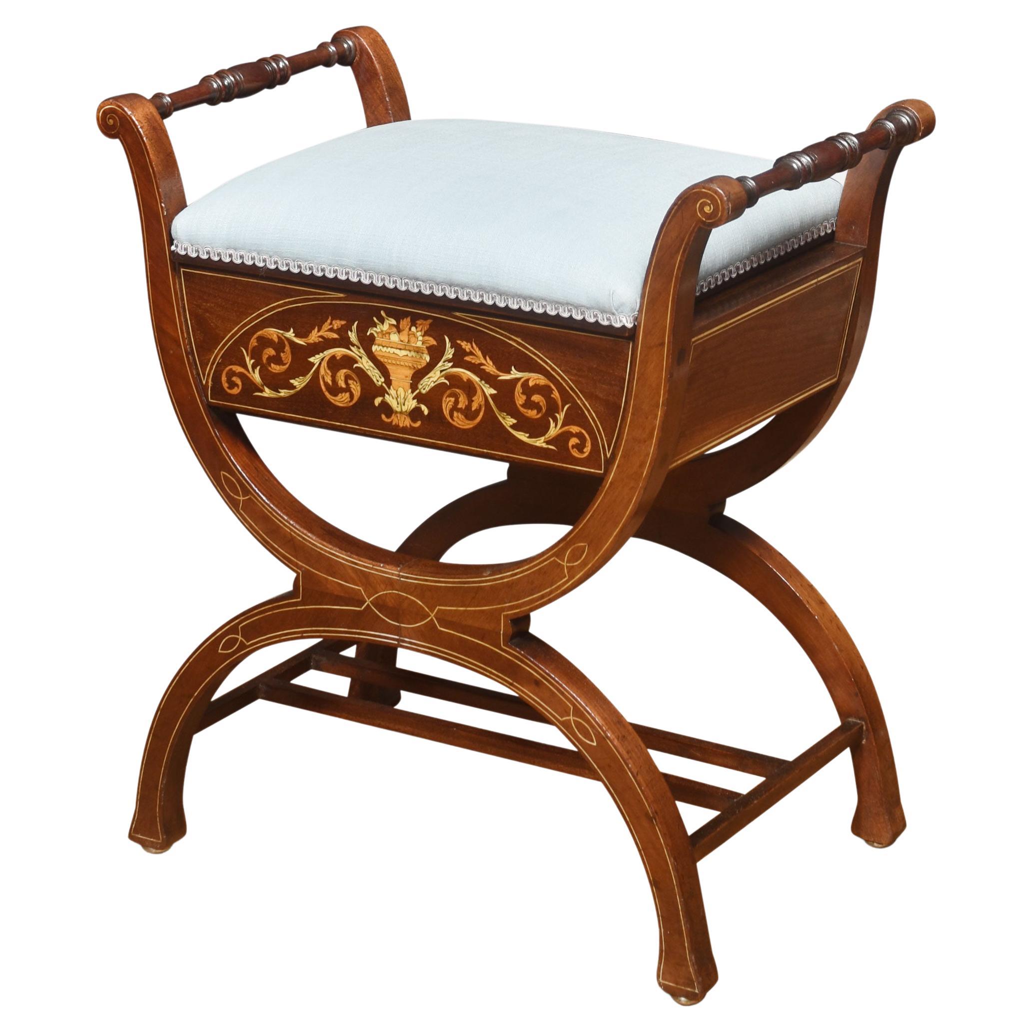 Antique Mahogany Turned Wood Adjustable Piano Stool at 1stDibs