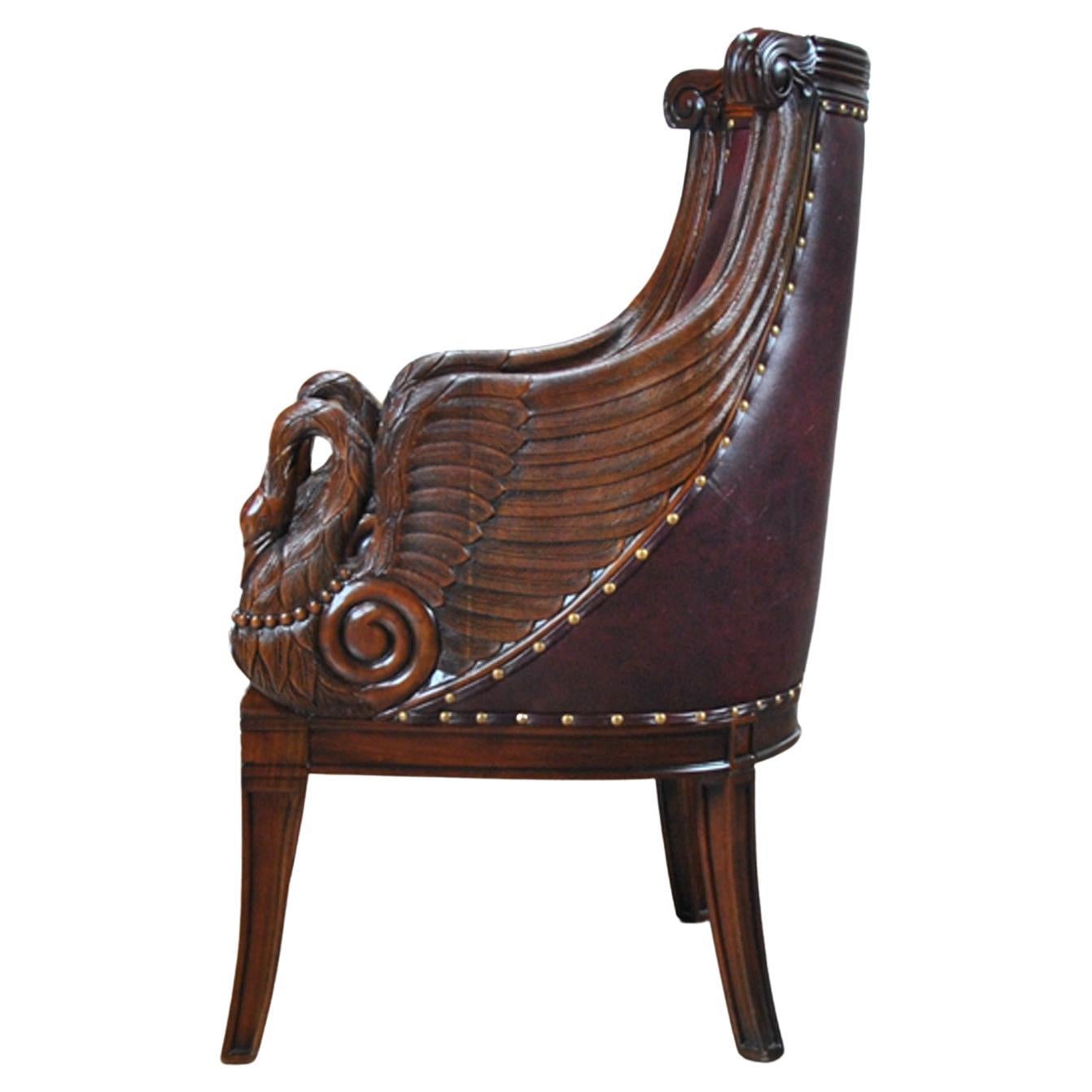 English Regency Mahogany Swan Arm Chair For Sale at 1stDibs
