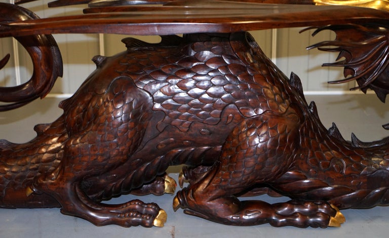 Hardwood Neil Busby Dragon 12 Person Dining Table Ruby Eyes 22-Carat ...