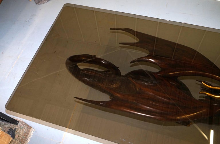 Hardwood Neil Busby Dragon 12 Person Dining Table Ruby Eyes 22-Carat ...