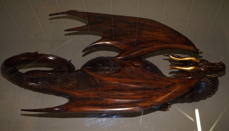 Hardwood Neil Busby Dragon 12 Person Dining Table Ruby Eyes 22-Carat ...