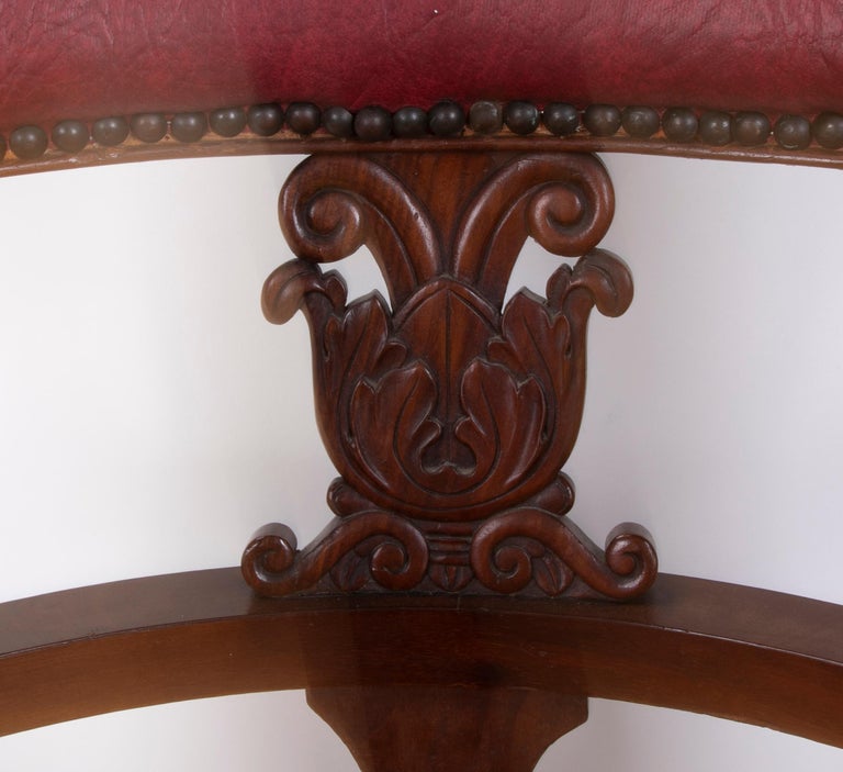 Mahogany Office Chair with Bronze Wheels and Faux Leather Seating and ...