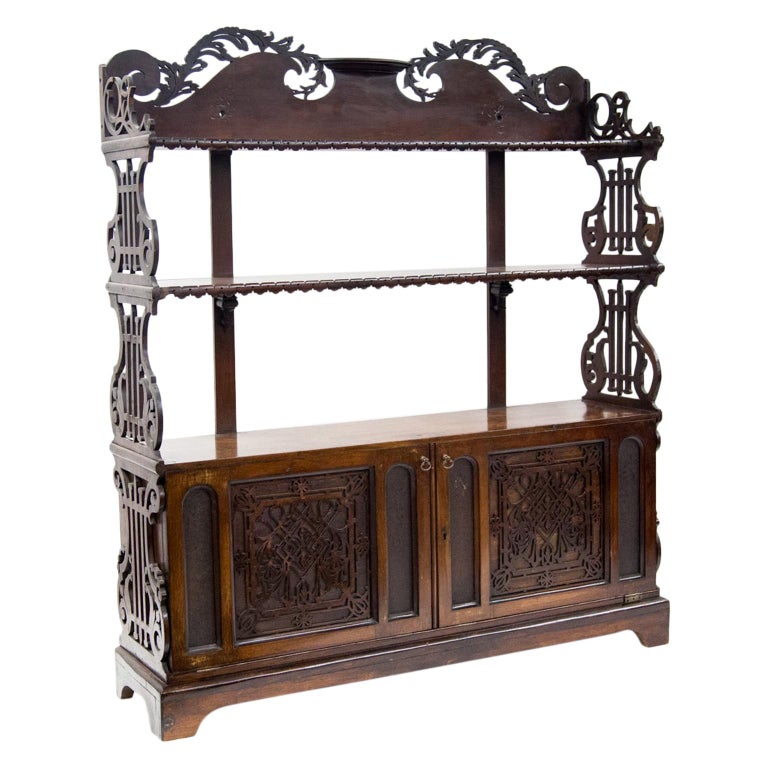 Mahogany Open Fretwork Three-Tiered Shelf For Sale at 1stDibs ...
