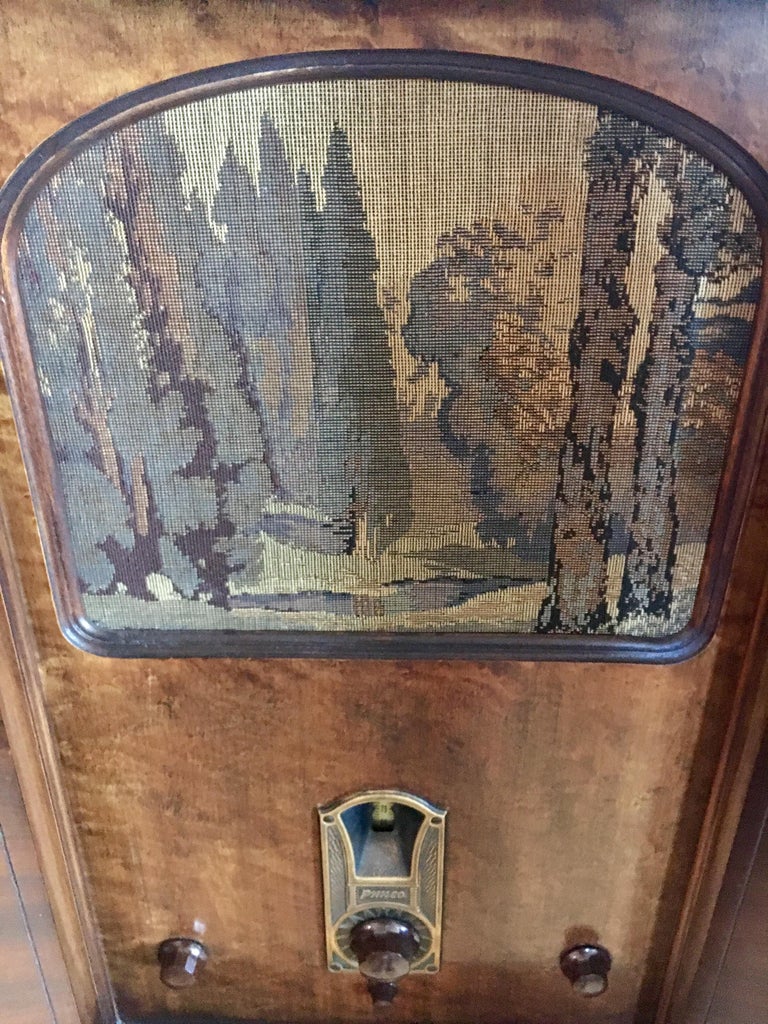 Mahogany Philco 1920s Music Radio Cabinet with Needlepoint and Carved ...