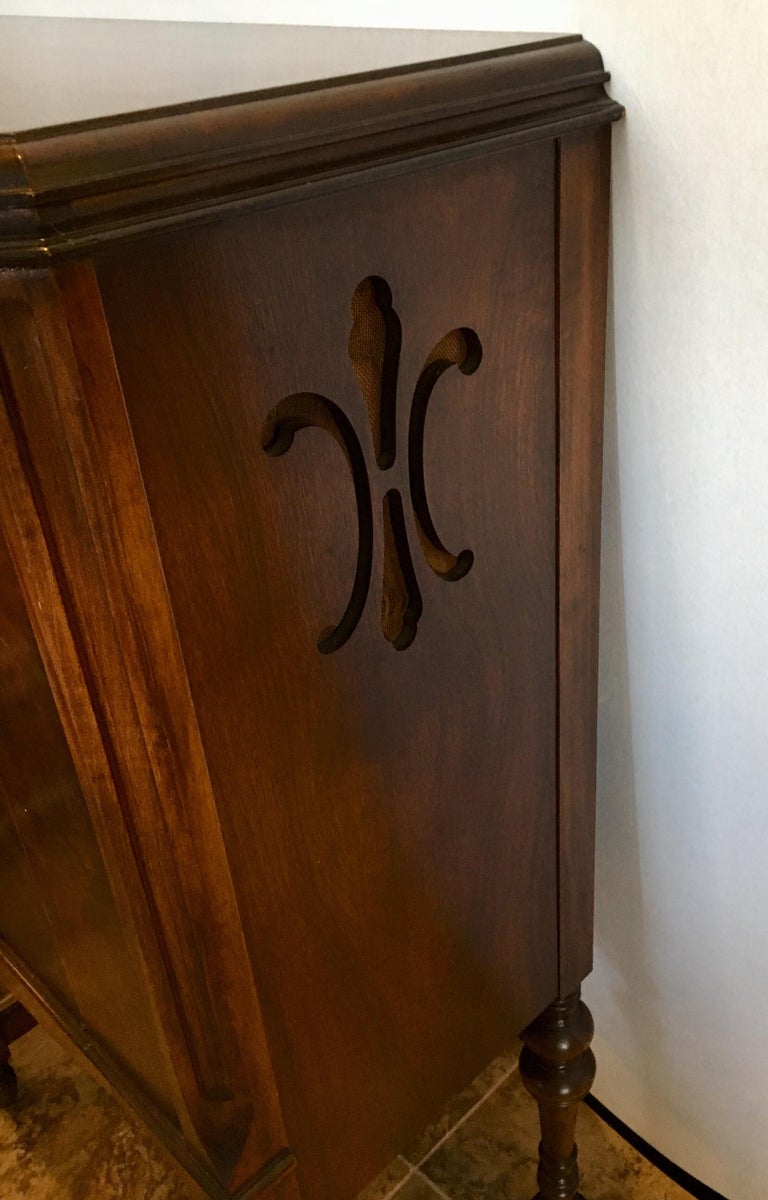 Mahogany Philco 1920s Music Radio Cabinet with Needlepoint and Carved ...