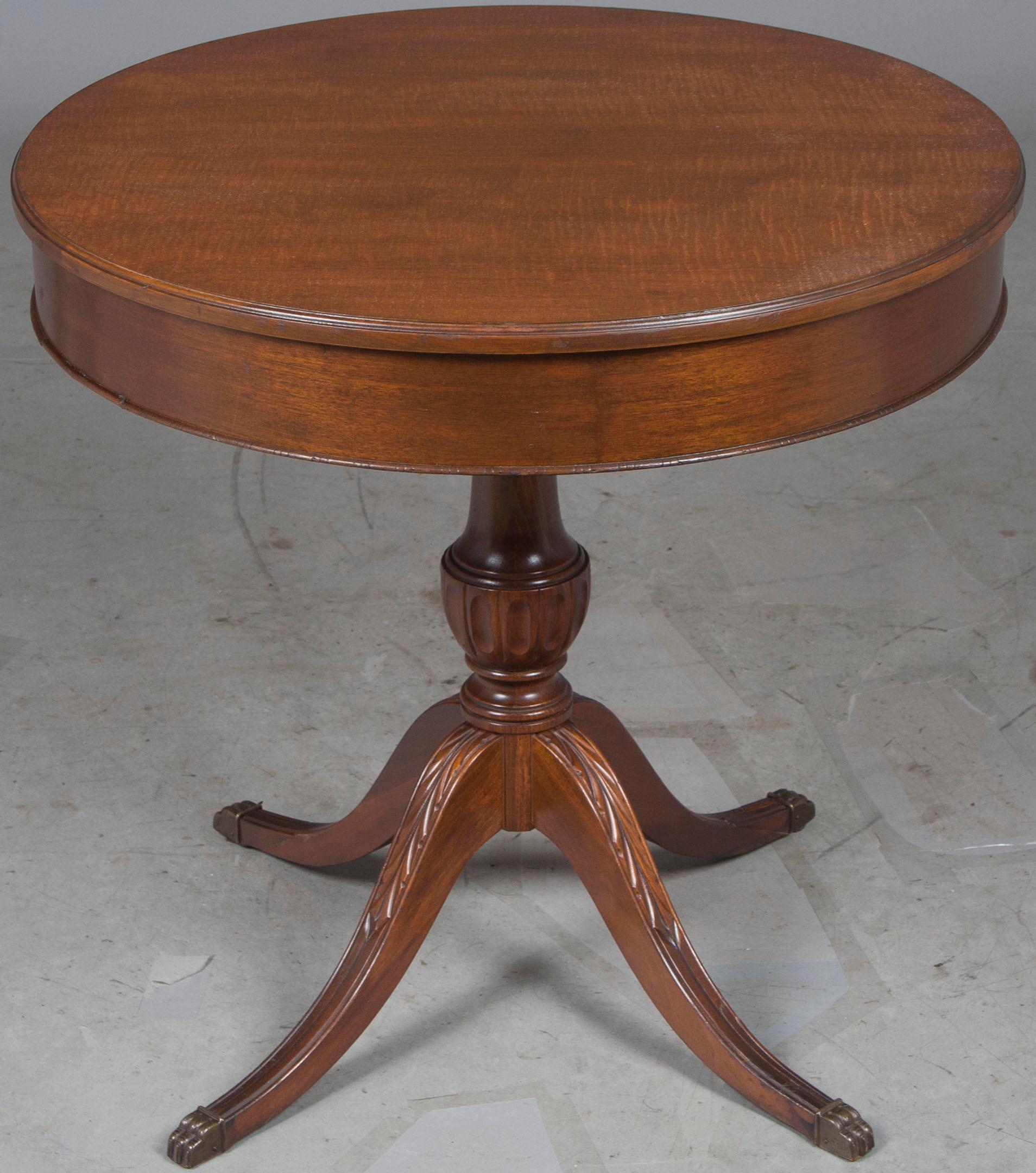 Mahogany Round Drum Side Table with Drawer For Sale at 1stDibs ...