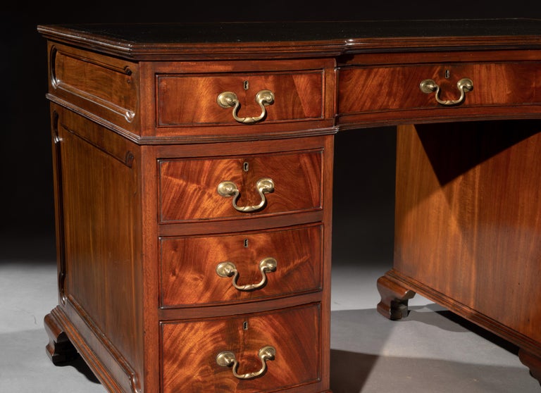 Mahogany Shaped Pedestal Desk by S and H Jewel of Holborn at 1stDibs