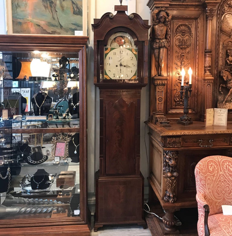 Mahogany Tall Case Clock, England, Early 19th Century For Sale at 1stDibs
