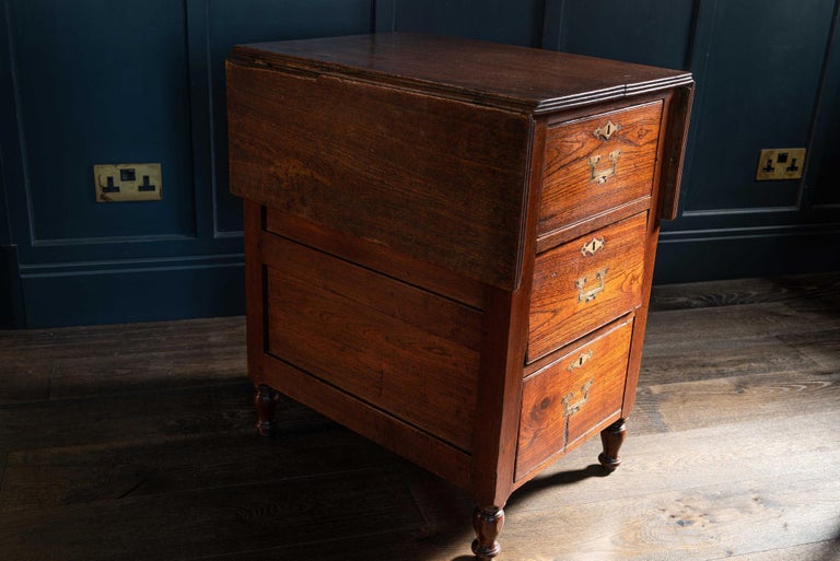Mahogany and Teak Campaign Cabin Map Table/Chest, English, circa 1800 ...