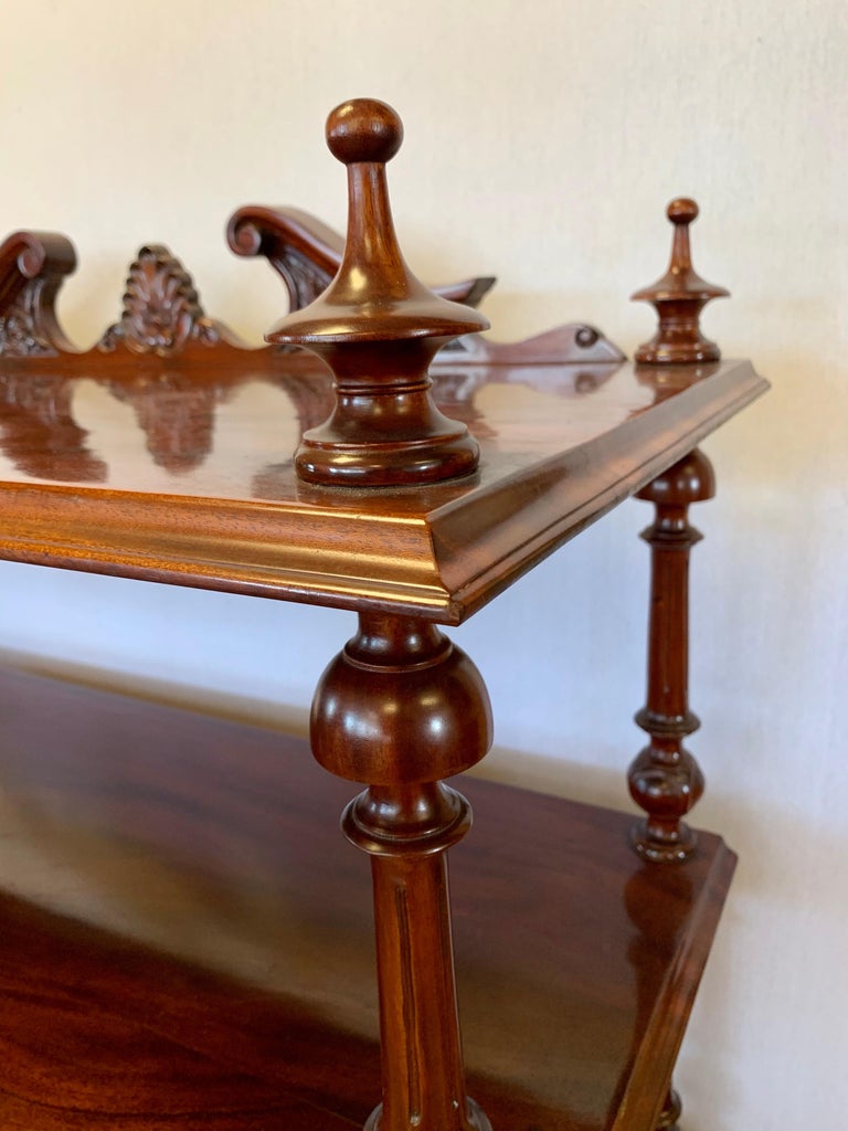 Mahogany Three-Tiered Étagère Server Shelves Butlers Cart at 1stDibs