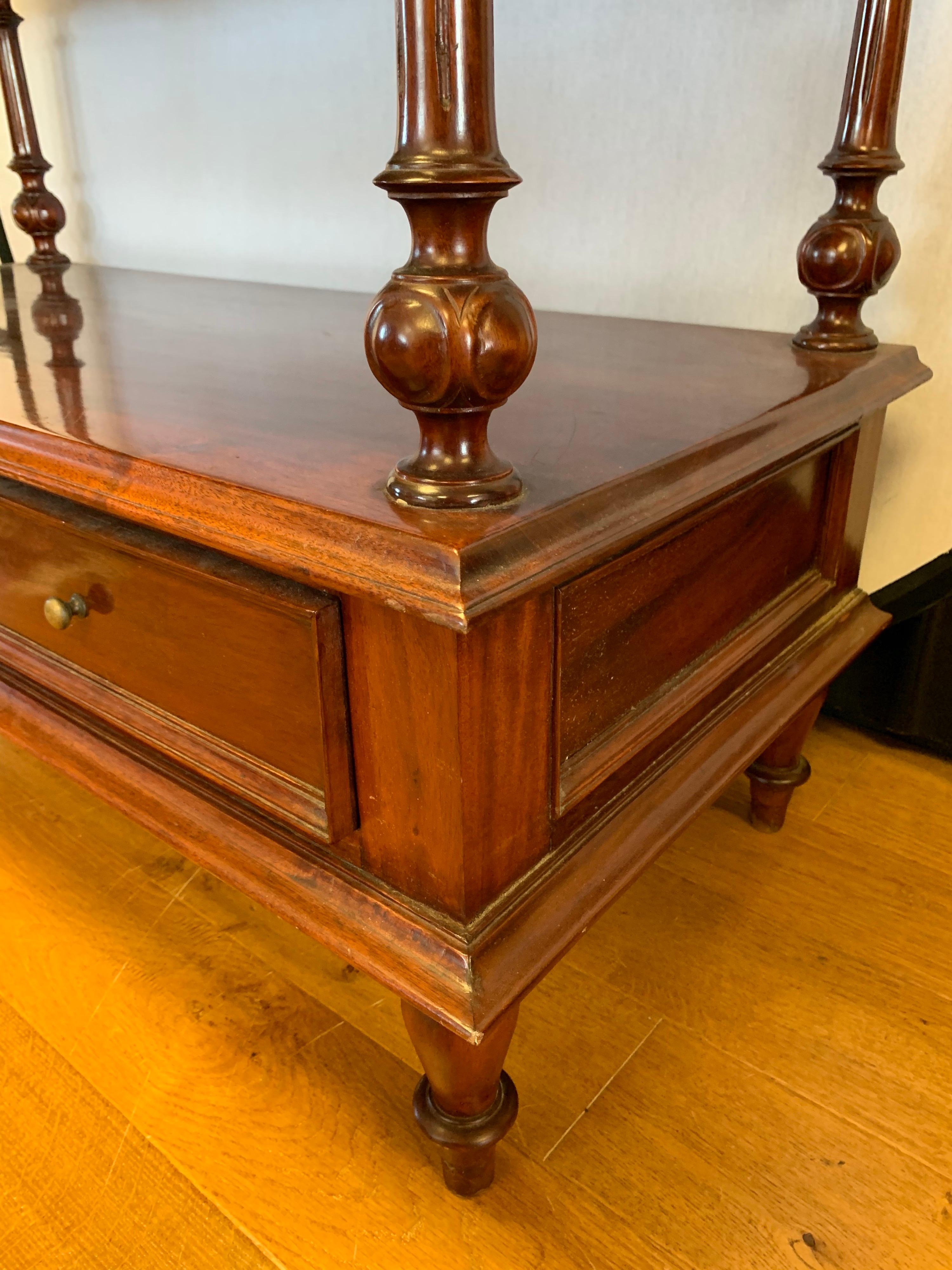 Mahogany Three-Tiered Étagère Server Shelves Butlers Cart at 1stDibs