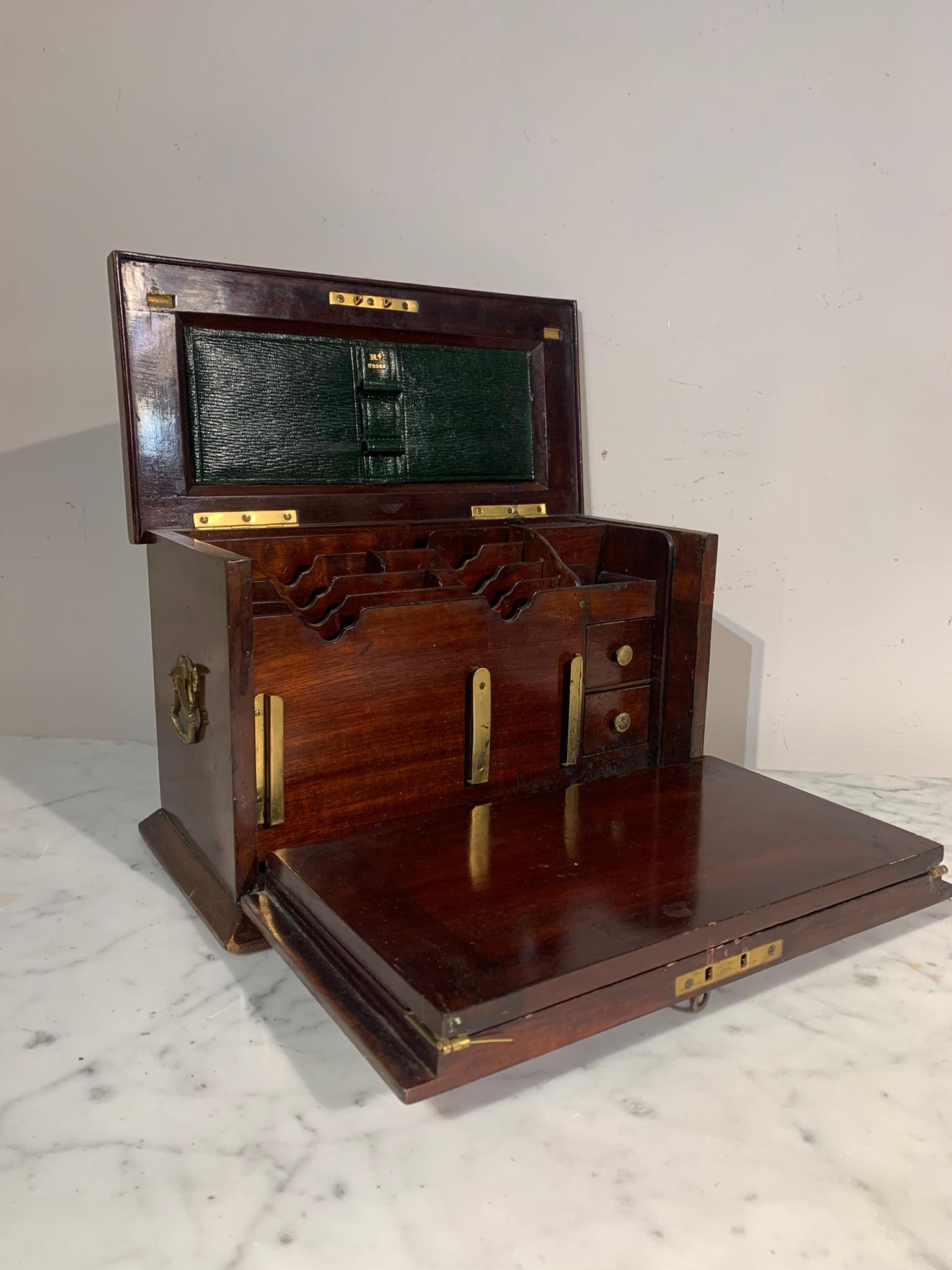 Mahogany Travel Writing Desk For Sale at 1stDibs