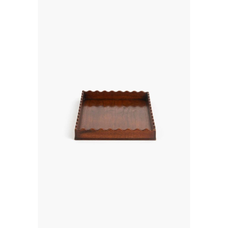 Mahogany Tray with Scalloped Detail, 19th Century For Sale at 1stDibs