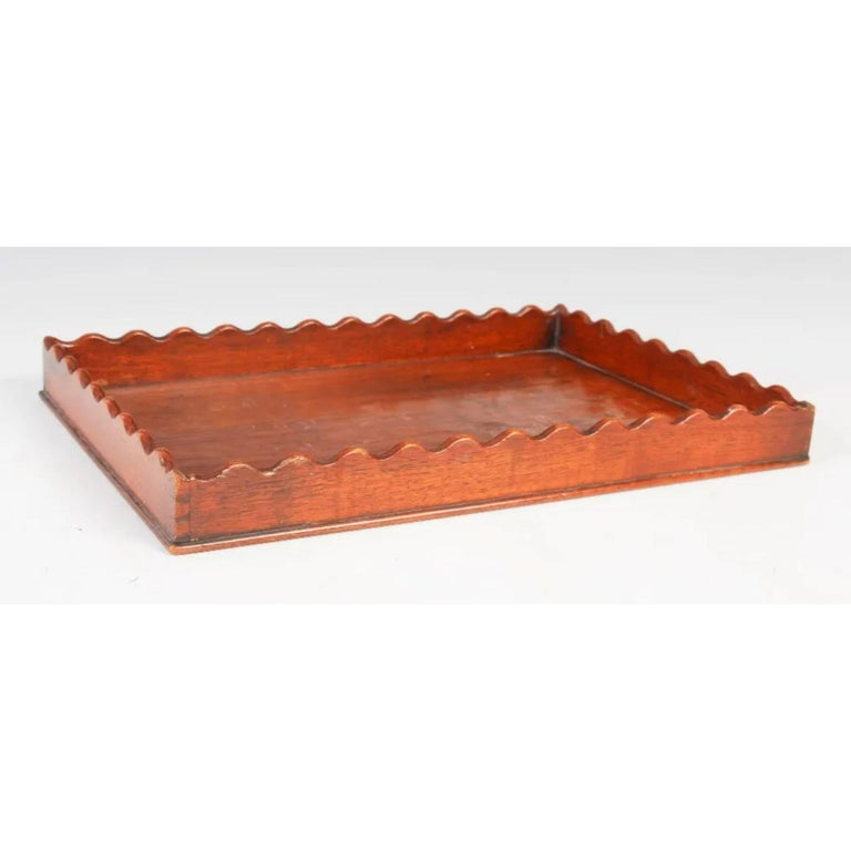 Mahogany Tray with Scalloped Detail, 19th Century For Sale at 1stDibs