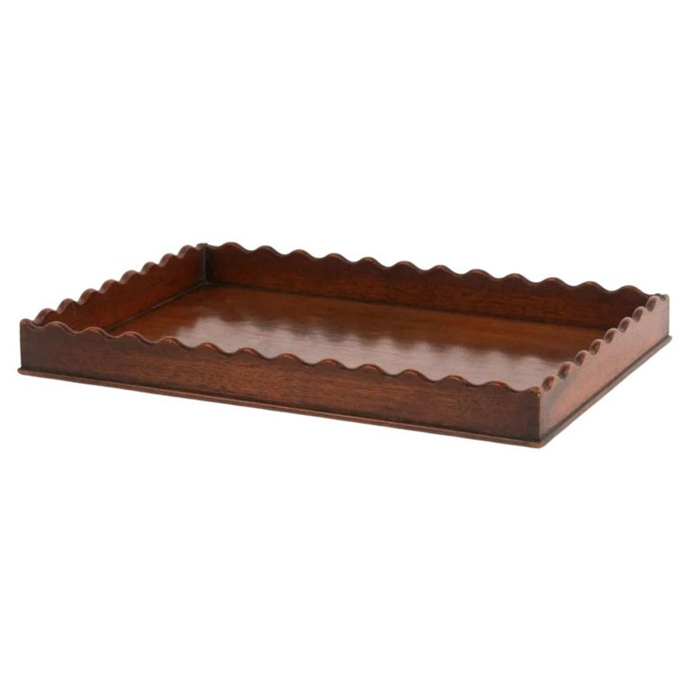 Mahogany Tray with Scalloped Detail, 19th Century For Sale at 1stDibs
