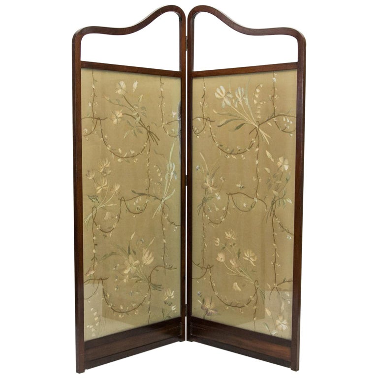 Mahogany Two Fold Needlework Screen For Sale at 1stDibs
