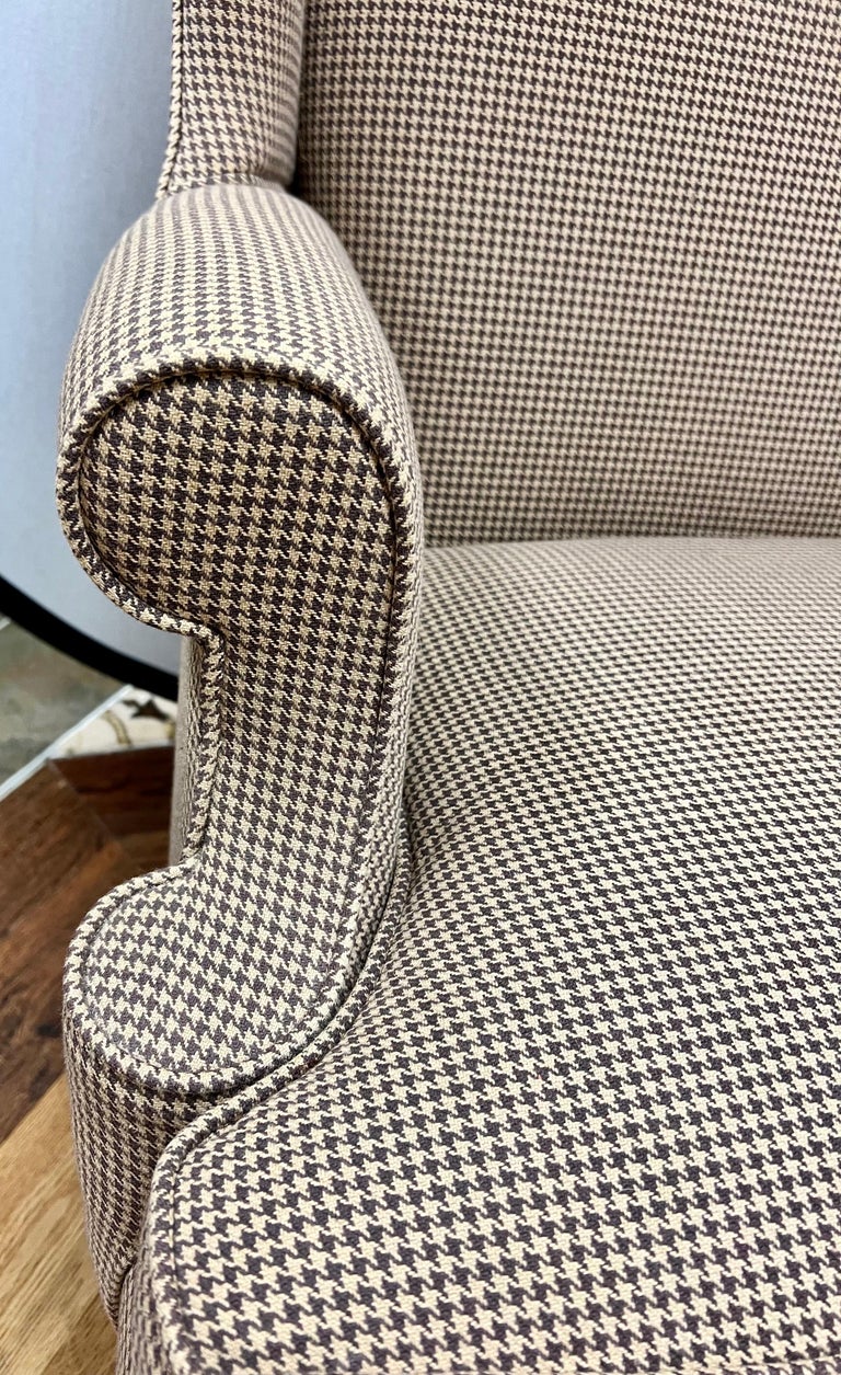 Mahogany Wingback Reading Chair with Houndstooth Upholstery For Sale at ...