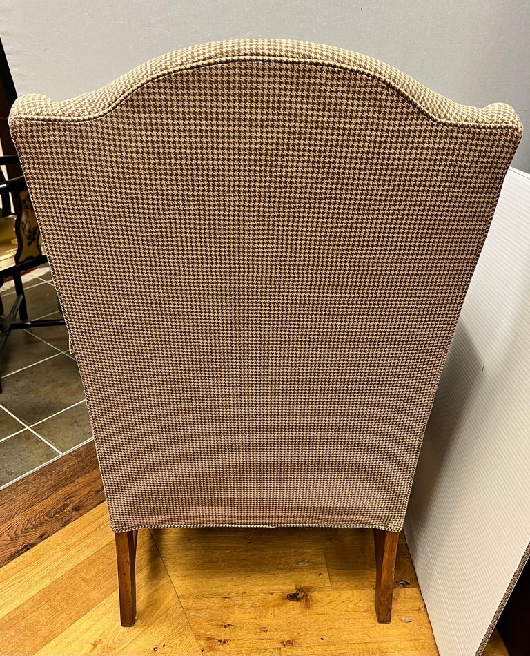 Mahogany Wingback Reading Chair with Houndstooth Upholstery For Sale at ...