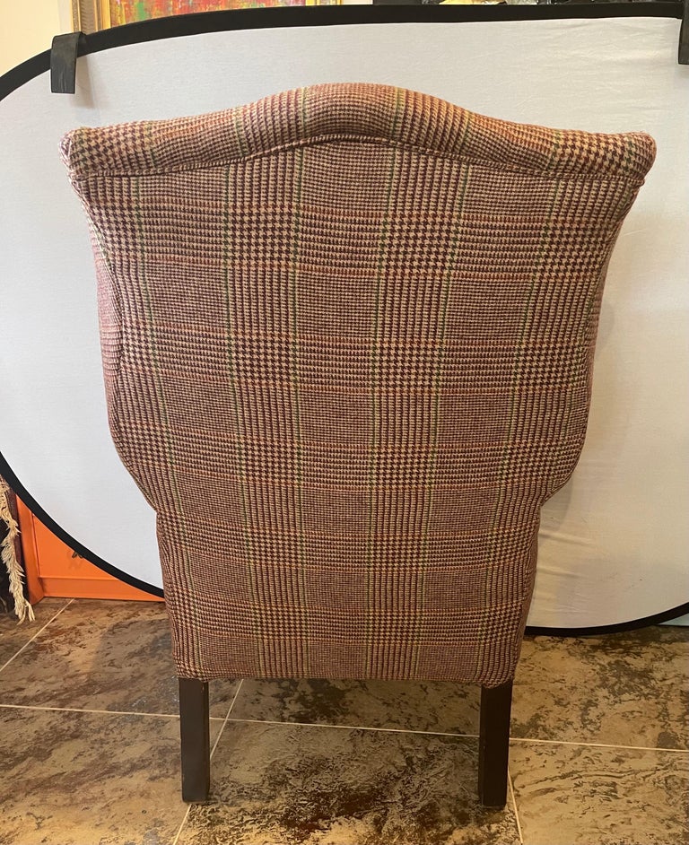 Mahogany Wingback Reading Chair Newly Upholstered with Ralph Lauren ...