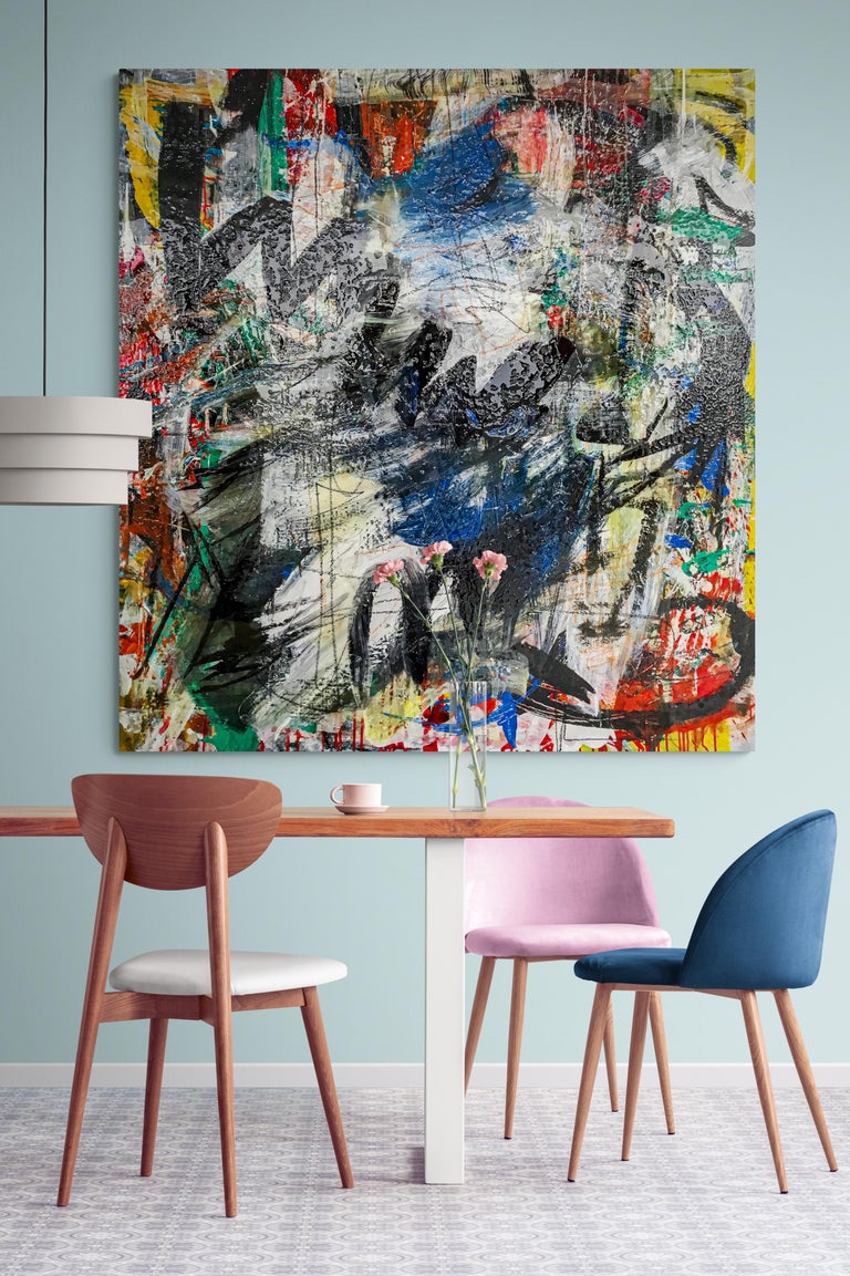 Maico Camilo - Large Abstract Acrylic, Gel and Epoxy Painting "Untitled ...