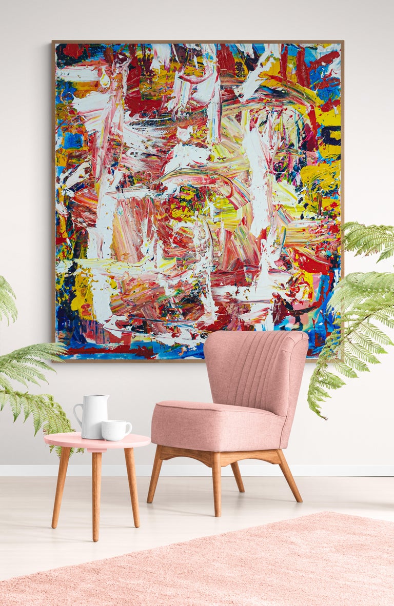 Maico Camilo - Large Abstract Acrylic on Canvas Painting "Encrypted ...