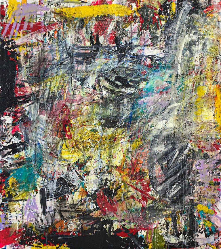 Maico Camilo – „Großes abstraktes Gemälde aus Acryl und Epoxid „Peering ...