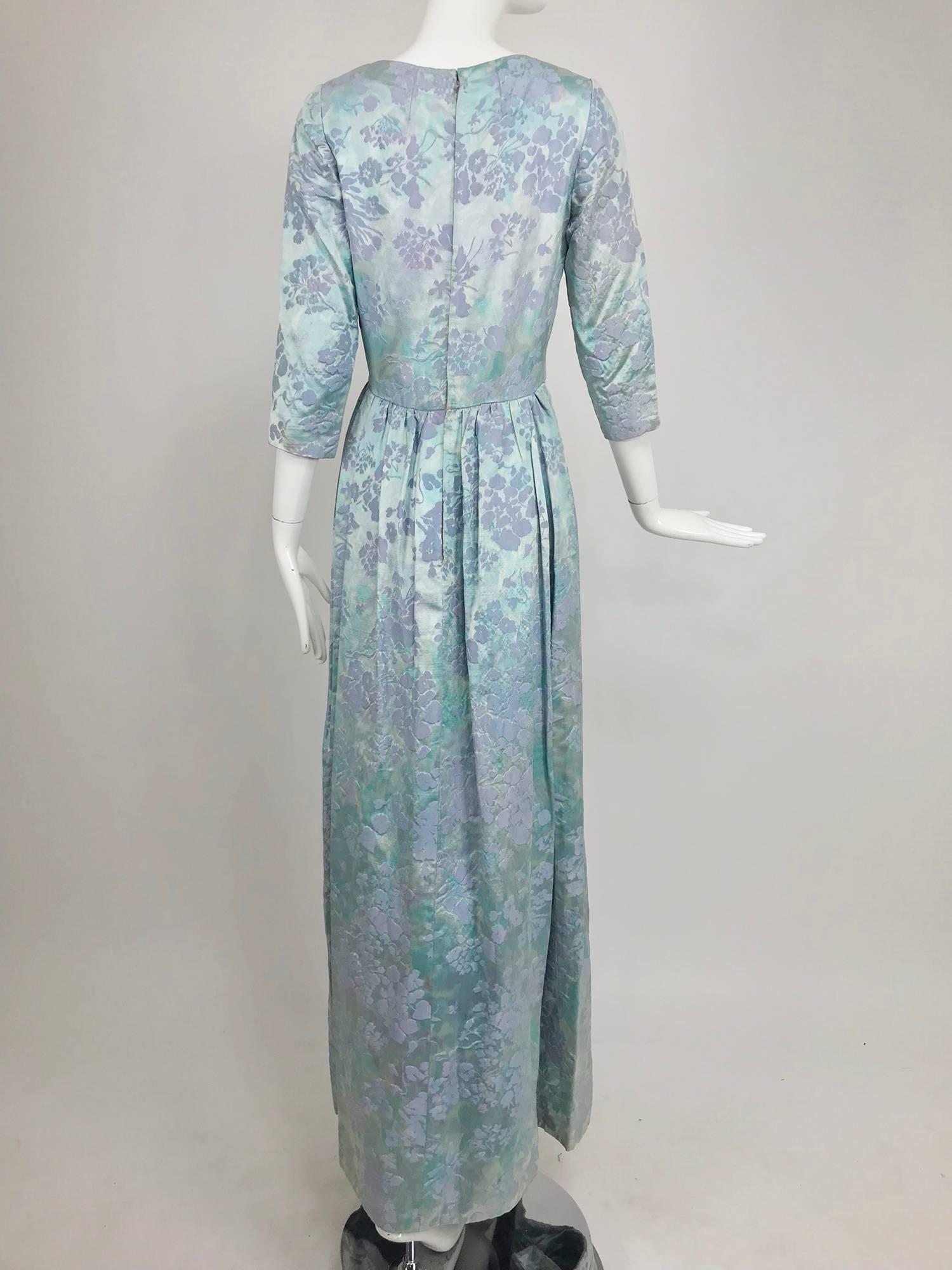 Mainbocher water coloursilk brocade eveing dress 1950s For Sale at 1stDibs
