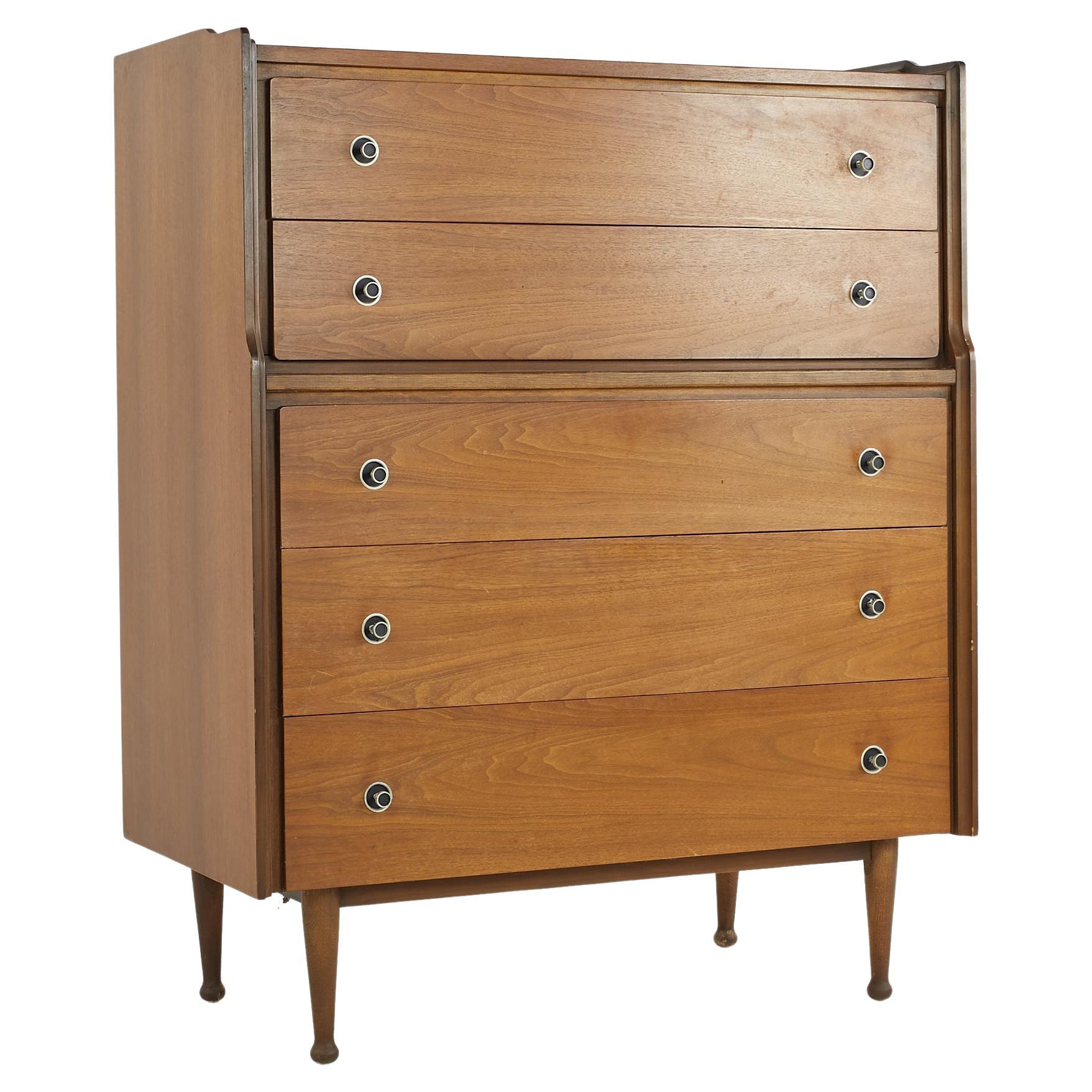 Mid-Century Modern Nine Drawer Walnut Louvered Front Dresser by Ward ...