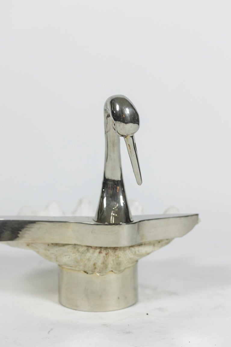 Maison Binazzi, Swan in Shell and Silvered Bronze, circa 1970 For Sale ...