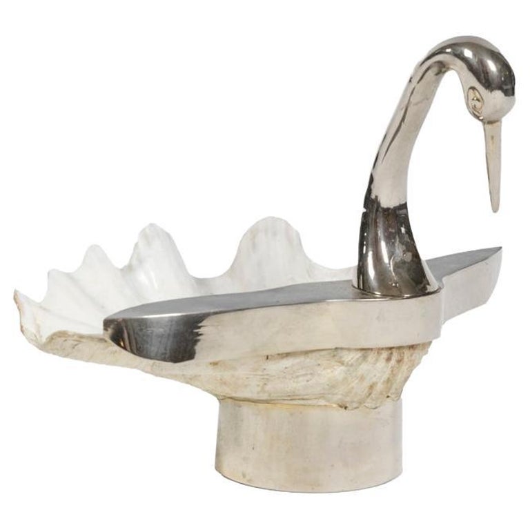 Maison Binazzi, Swan in Shell and Silvered Bronze, circa 1970 For Sale ...
