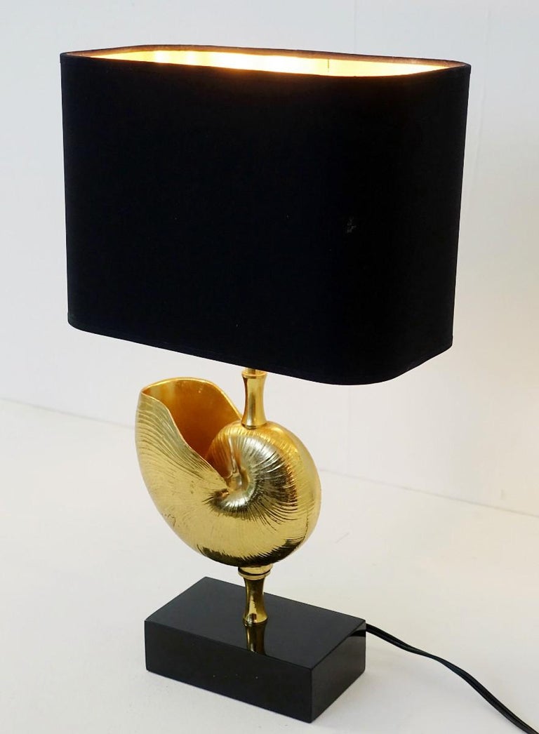 "Maison Charles" Brass Nautilus Shell Table Lamp For Sale at 1stDibs
