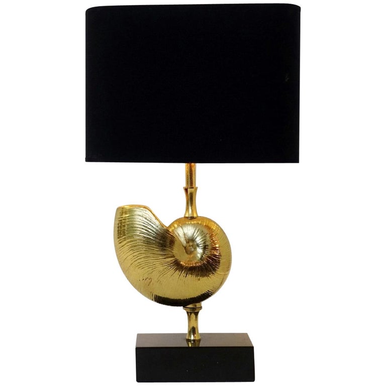 "Maison Charles" Brass Nautilus Shell Table Lamp For Sale at 1stDibs
