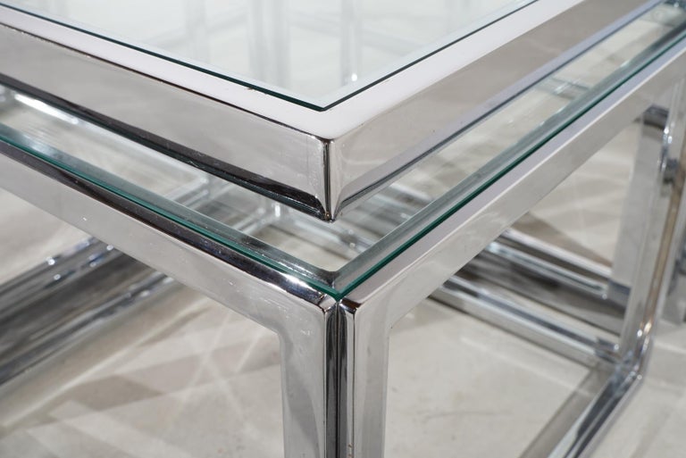 Maison Charles France Coffee Table with Nesting Tables Chrome For Sale ...