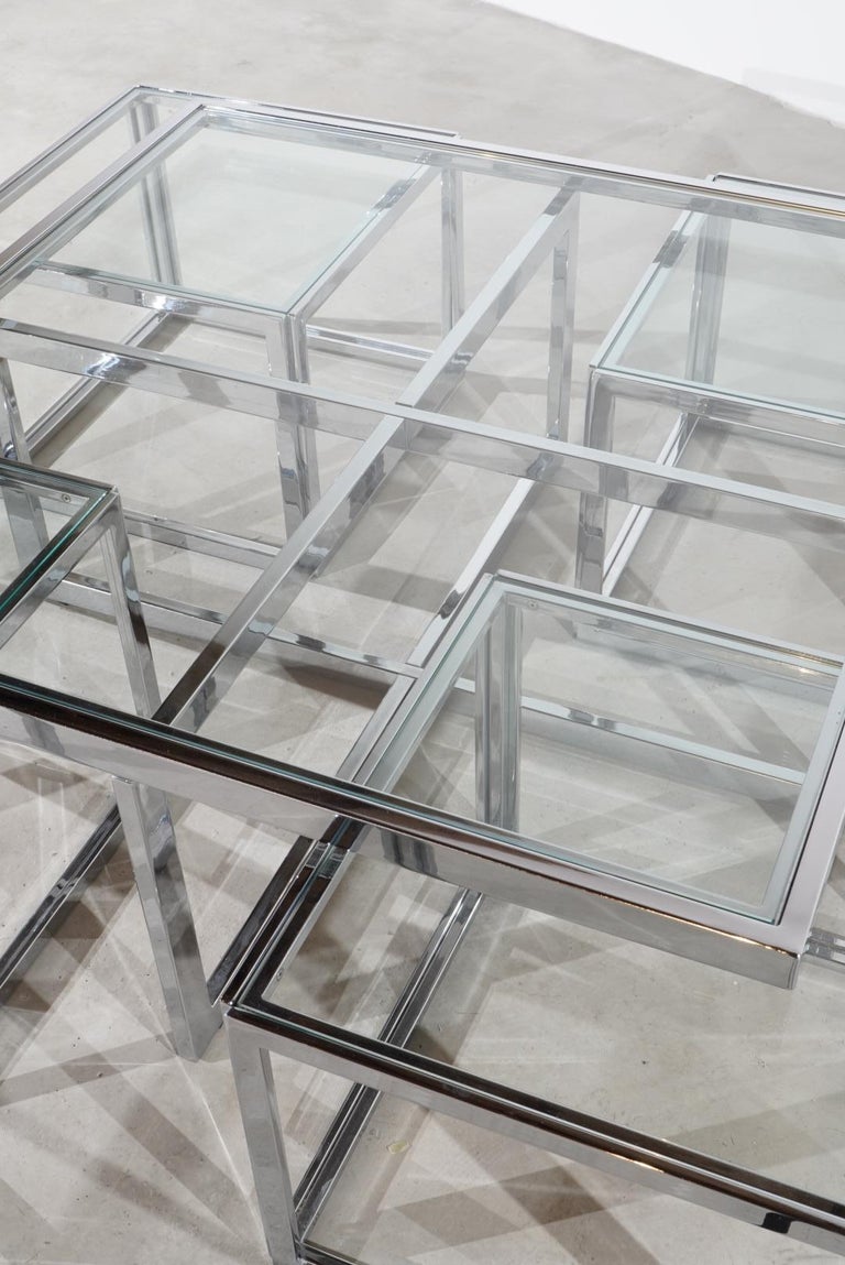 Maison Charles France Coffee Table with Nesting Tables Chrome For Sale ...