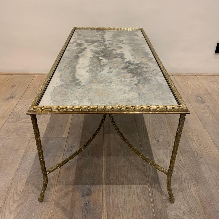 Maison Charles Paris Coffee Table with Oxidized Mirror Top, 1960s at ...