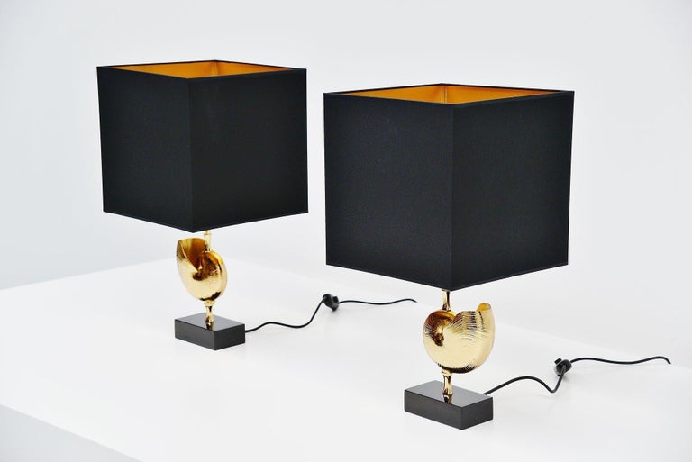 Maison Charles Shell Table Lamp, Pair, France, 1970 at 1stDibs