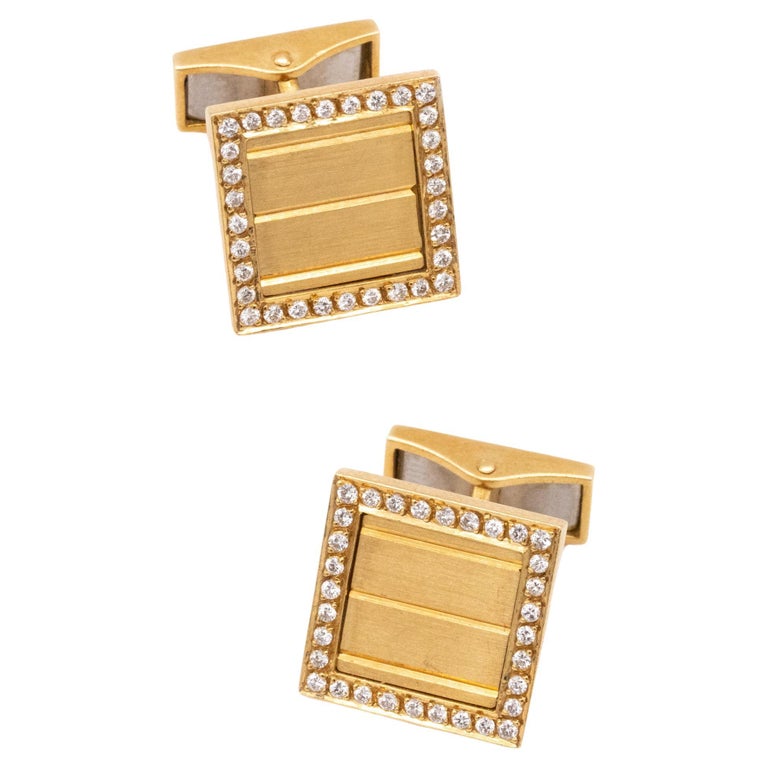 Maison Gerard 1970 Paris 18Kt Yellow Gold Cufflinks With 1.28 Cts Of VS ...