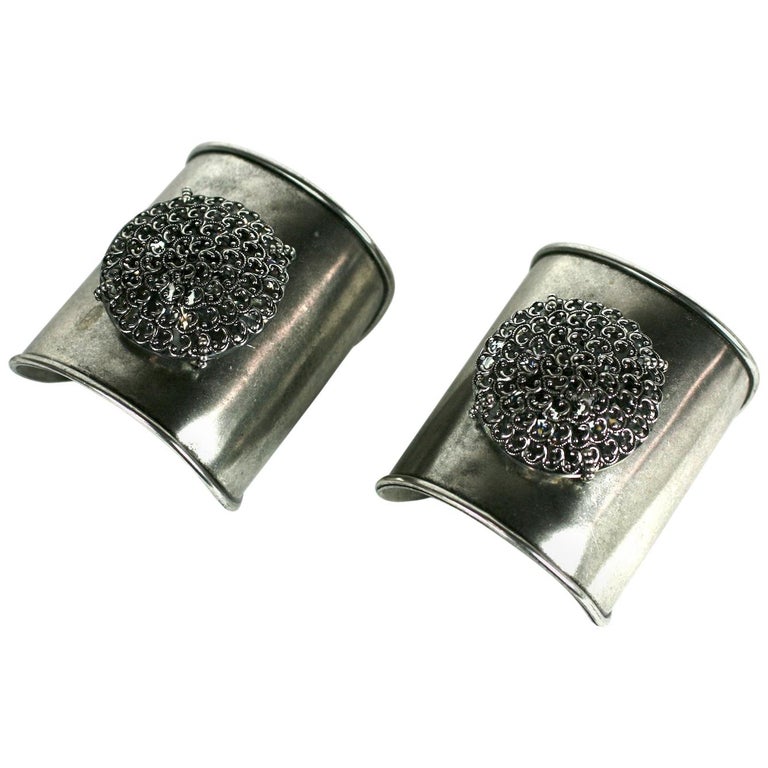 Maison Goossens for Yves Saint Laurent Artisan Crystal Cuffs For Sale ...