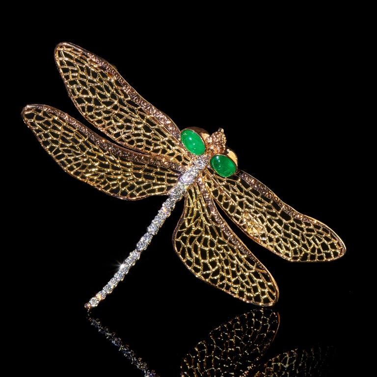 Light Wings, 18 Karat Yellow and White Gold, Emeralds and Diamonds ...