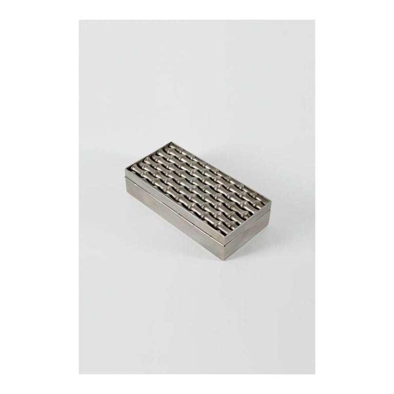 Maison Jansen, Attr., C. 1970, Steel Box with Bamboo-Shaped Lid, Teak ...