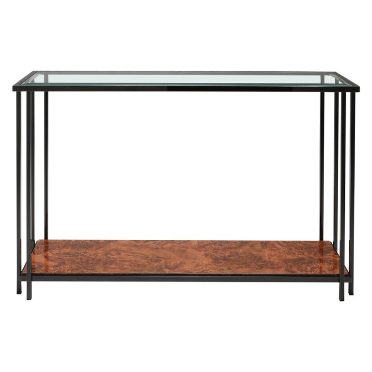 Maison Jansen Black Metal Two-Tier Console Table For Sale at 1stDibs