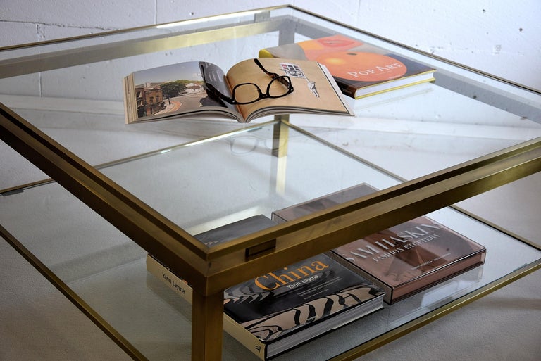 Brass Hollywood Regency Coffee Table at 1stDibs