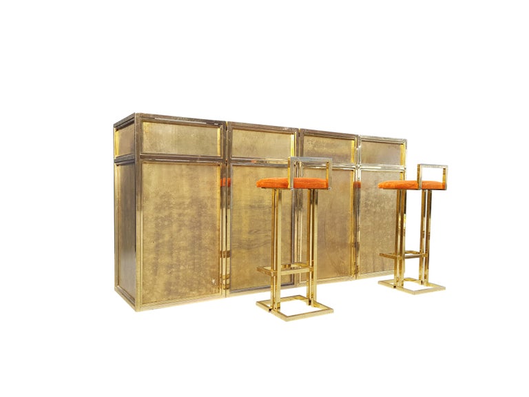 Brass Modular Bar with Barstools For Sale at 1stDibs | modular bar ...