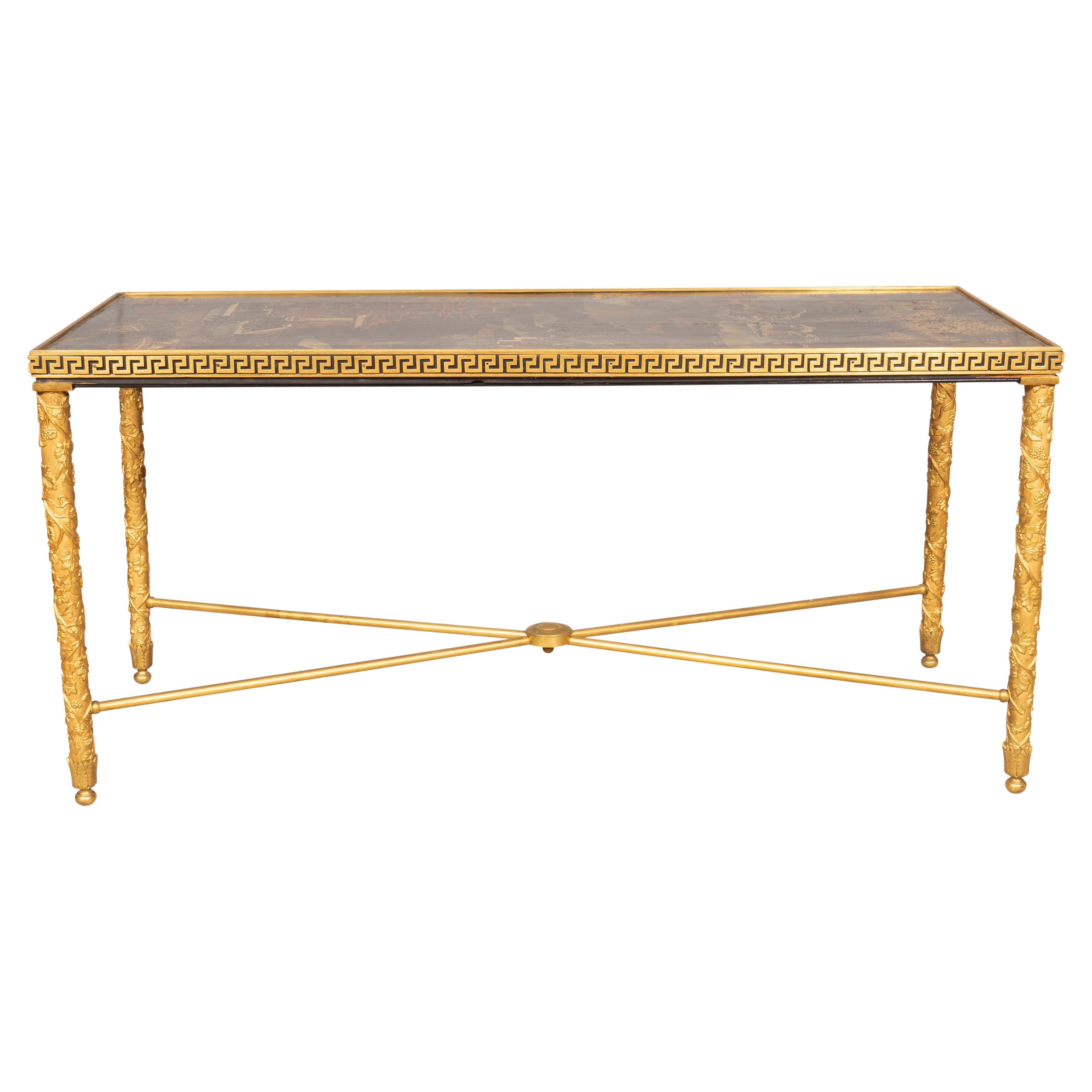 Maison Jansen Bronze and Lacquer Coffee Table For Sale at 1stDibs