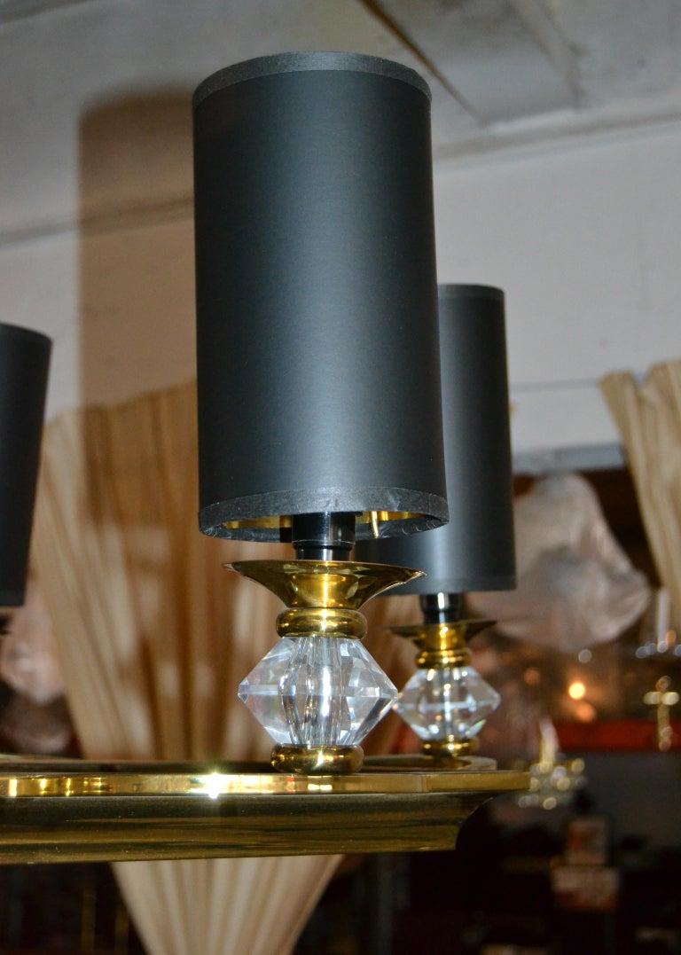 Maison Jansen Bronze, Faceted Glass and Etched Frosted Glass 8 Light ...