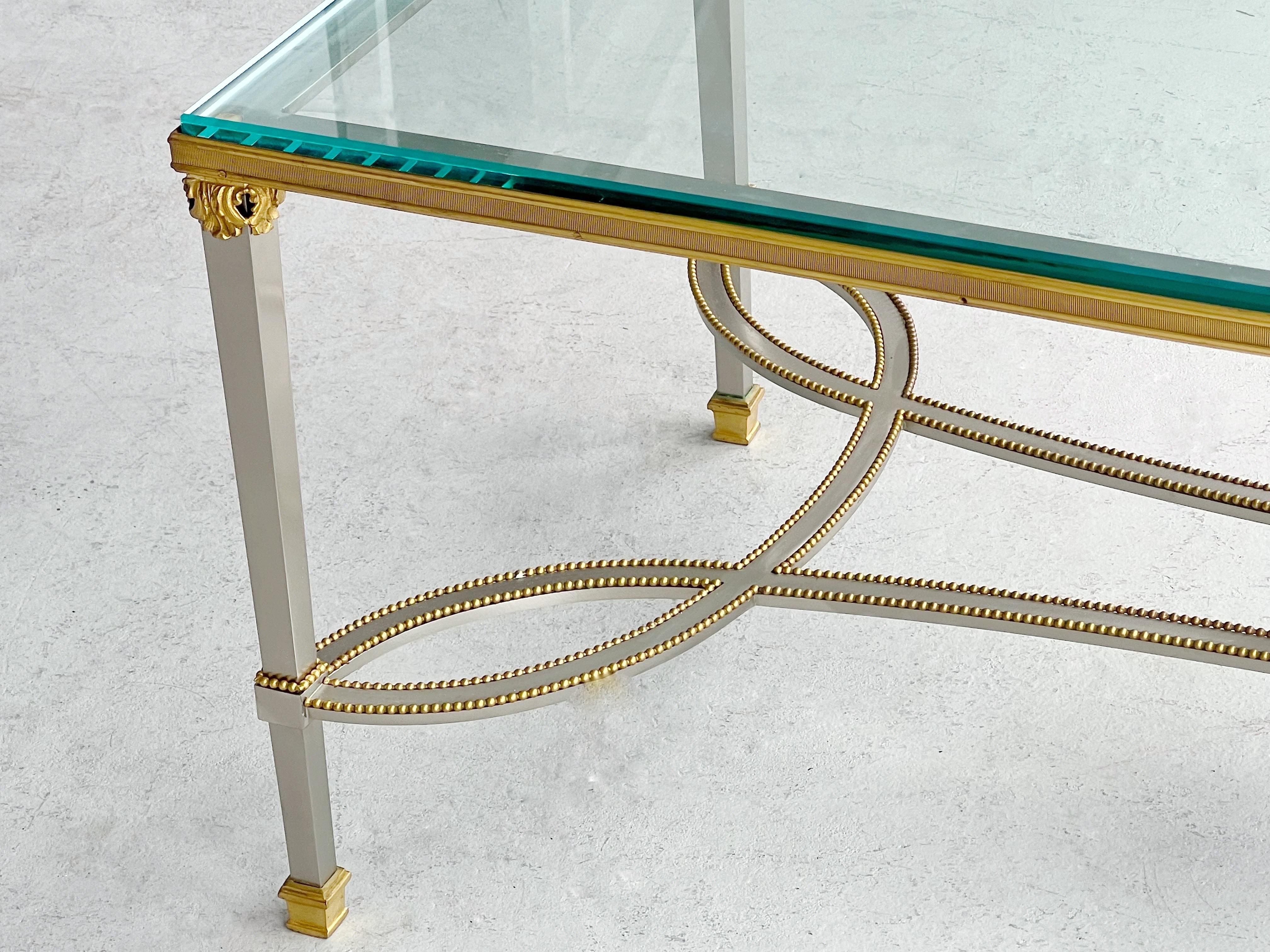 Maison Jansen Bronze Steel and Glass Neo Classic Modern Coffee Table ...