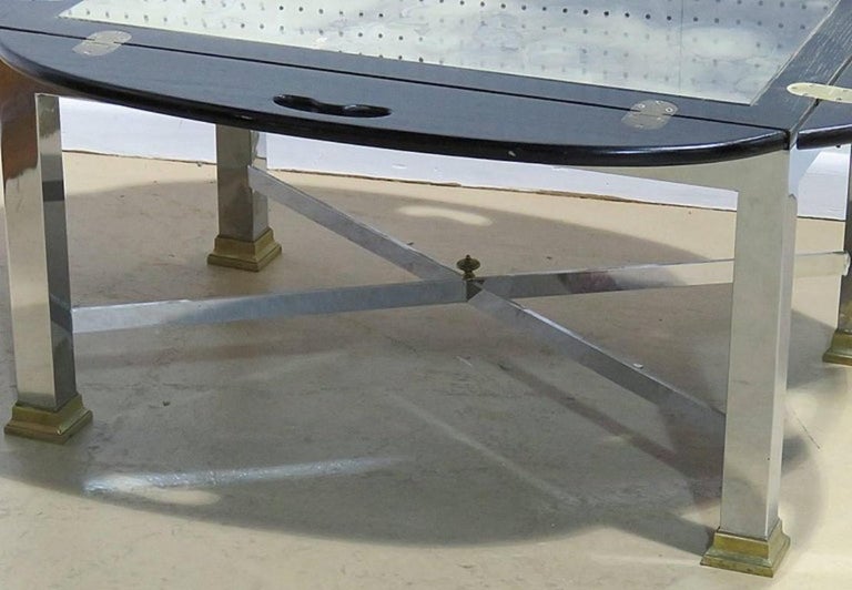 Brass and Steel Signed Maison Jansen Butler's Coffee Table at 1stDibs