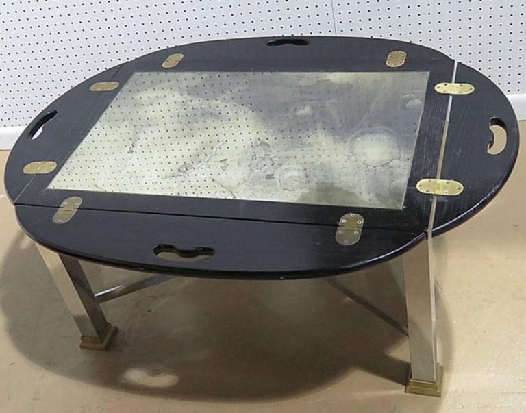 Brass and Steel Signed Maison Jansen Butler's Coffee Table at 1stDibs